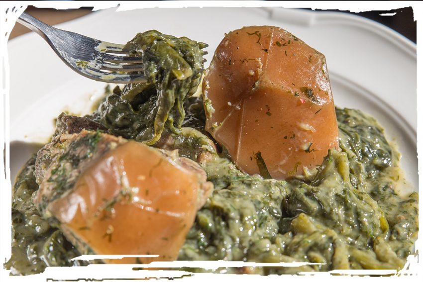 Χοιρινό φρικασέ με άγρια χόρτα Ταϋγέτου - Kalamata Gastronomy